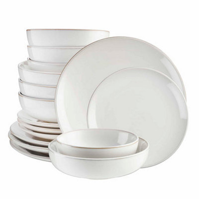 16 Piece Nordic Dinnerware Set - 4 x Dinner & Side Plates, Cereal ...
