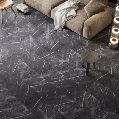 16-Piece Realistic Stone Effect Click Lock Vinyl Flooring Planks with ...