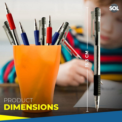 16 Retractable Ballpoint Pens Set - 4 Red, 4 Blue and 8 Biro Pens Black ...