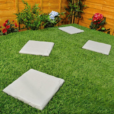 16 x Plastic Patio Stepping Stones - Weatherproof Concrete Effect Anti ...