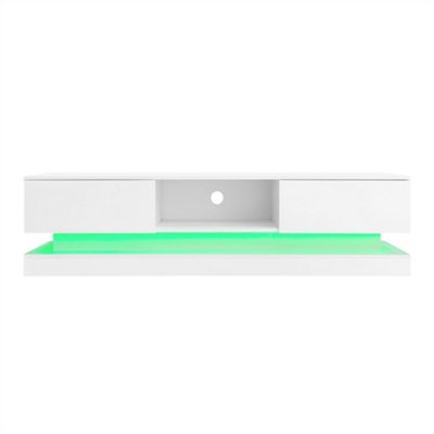 160 cm TV Stand with 16 Colour RGB LED Lights, High Gloss Front with 2 ...