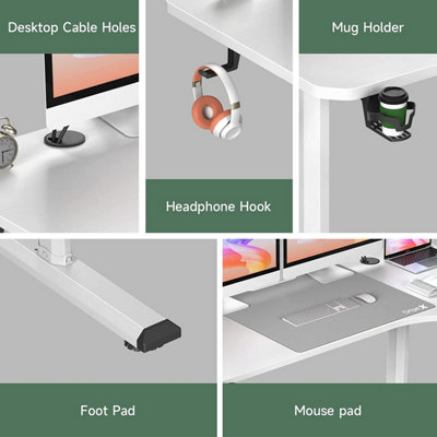 160 x 75cm Electric Standing Desk Height Adjustable L Shaped Desk ...
