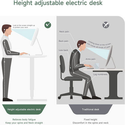 160 x 75cm Electric Standing Desk Height Adjustable L Shaped Desk ...