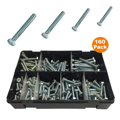160 x Assorted Set Screw Bolts M6 High Tensile, 6mm Fully Threaded, Hex ...