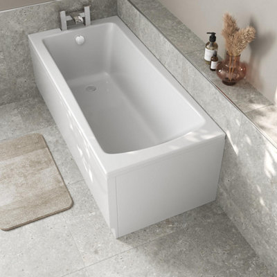 1600 X 700MM SINGLE ENDED BATH WHITE GLOSS SOAKING BATHTTUB, ACRYLIC ...