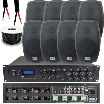 1600W LOUD Outdoor Bluetooth System 8x 140W Black Speaker Weatherproof ...