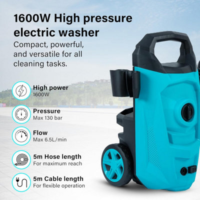 1600W Pressure Washer Portable Jet Washer High 130 Bar Electric Power ...