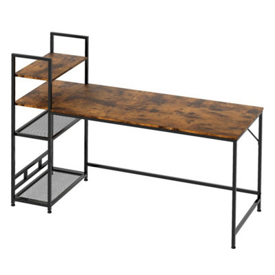 160cm Computer Desk With 4 Tier Shelf Home Office Study Workstation