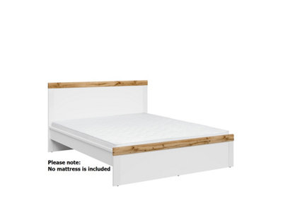 160cm Euro King Size Bed Frame with Solid Wood Slats & Headboard White ...