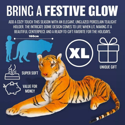 160Cm Giant Plush Lying Tiger Stuffed Animal Soft Cuddly Large Kids ...