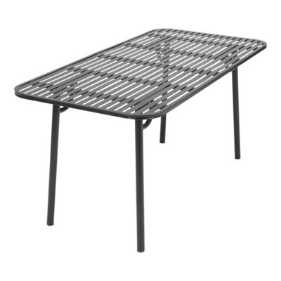160cm W Rectangular Outdoor Metal Garden Table with Rust Resistant ...