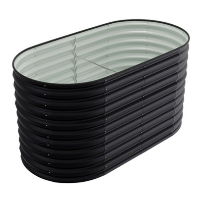 160cm W x 80cm D Oval-Shaped Galvanized Steel Raised Garden Bed Outdoor ...