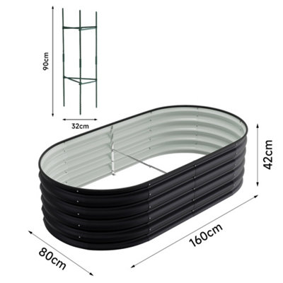 160cm x 80cm Oval Raised Garden Beds Outdoor Steel Planter Box with ...