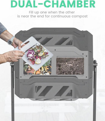 160L Dual Heavy Duty Outdoor Compost Tumbler Bin Composter Organic ...