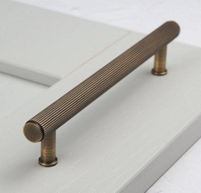 160MM ANTIQUE BRASS BRONZE REEDED HANDLE