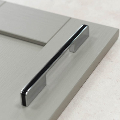 160mm Black & Chrome Cabinet Handle Gloss Polished Kitchen Cupboard ...