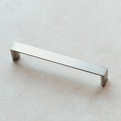 160mm Brushed Nickel Cabinet Handle Square Grey Cupboard Door Drawer ...