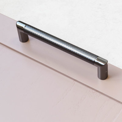 160mm Dark Gunmetal Grey Kitchen Cabinet Handle Textured Knurled ...