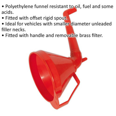 160mm Funnel with Fixed Offset Spout & Filter - Integrated Handle ...
