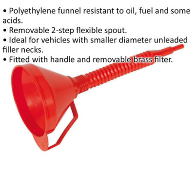 160mm Funnel with Flexible Spout & Filter - Integrated Handle ...