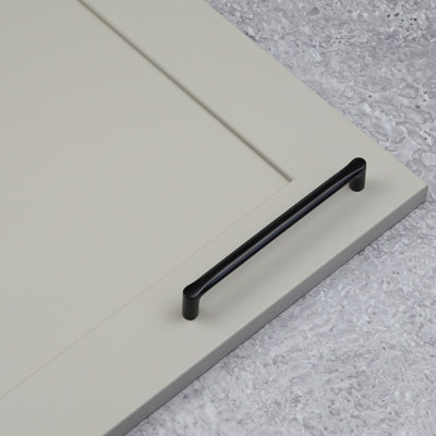 160mm Matt Black Bevelled Edge D Bar Cabinet Handle Furniture Door Drawer