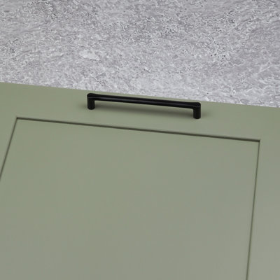 160mm Matt Black Bevelled Edge D Bar Cabinet Handle Furniture Door Drawer