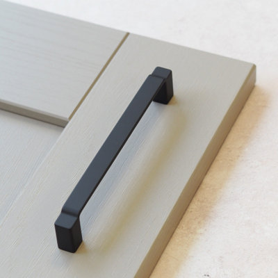 160mm Matt Black Cabinet Handle Stepped Kitchen Cupboard Door Drawer ...