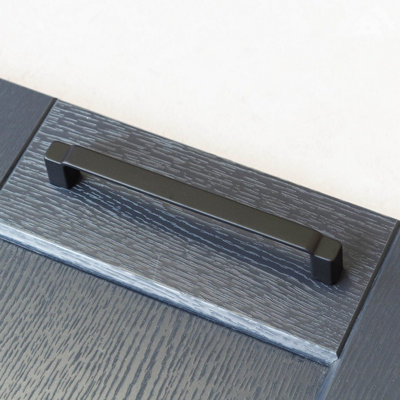 160mm Matt Black Cabinet Handle Stepped Kitchen Cupboard Door Drawer ...