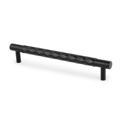 160mm Matt Black Diamond Cut Cabinet Handle Dark Kitchen Cupboard Door ...