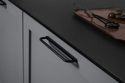 160mm Matt Black Kitchen Cabinet Handle Loop Pull Backplate Cupboard ...
