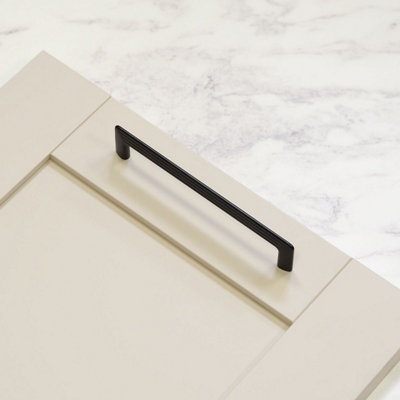 160mm Matt Black Ridged Kitchen Cabinet Handle