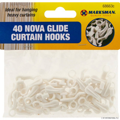 160Pc Nova Glide Curtain Hooks White Gliders Curtains Glides Track Rail New