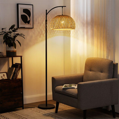 162.5cm H E27 Bulb Base 60W Traditional Woven Rattan Floor Lamp with ...
