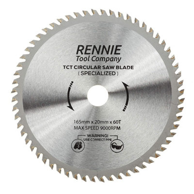 165mm x 60T TCT Cordless Circular Wood Saw Blade With Thin Kerf. Fits ...