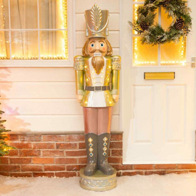 168cm Traditional LED Nutcracker - Metallic Green and Burgundy
