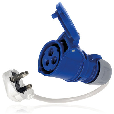 16A Converter Lead 13A UK Mains Plug Adaptor Caravan 3 Pin Electric ...