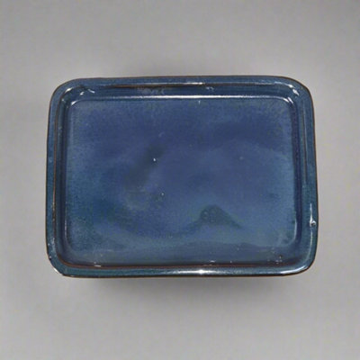 16cm Glazed Drip Tray - Rectangle - Blue
