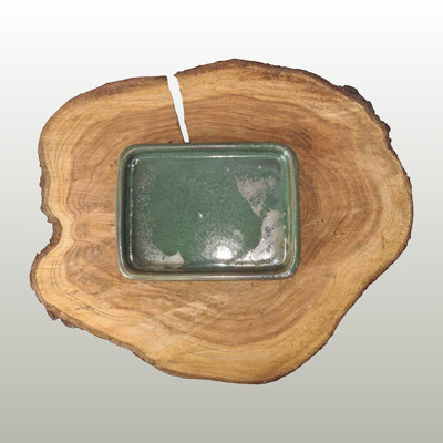 16cm Glazed Drip Tray - Rectangle - Green