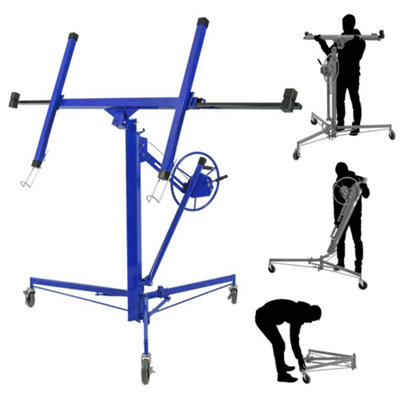 16ft Blue Professional Mobile Drywall Hoist Plasterboard Lifter Caster ...