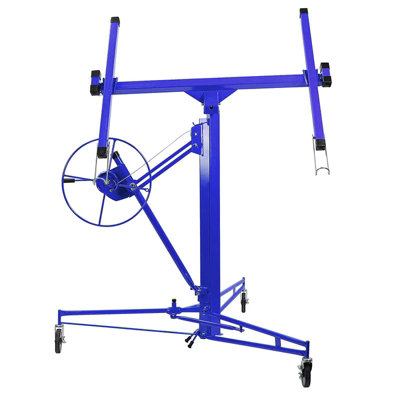 16ft Blue Professional Mobile Drywall Hoist Plasterboard Lifter Caster ...