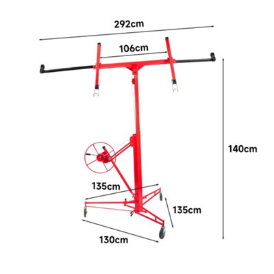 16ft Maximum Height Red Coated Mobile Drywall Hoist Heavy Duty ...