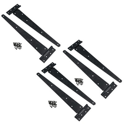 16IN / 400MM HEAVY DUTY T TEE HINGES FOR SHED + GARDEN GATES BLACK ...