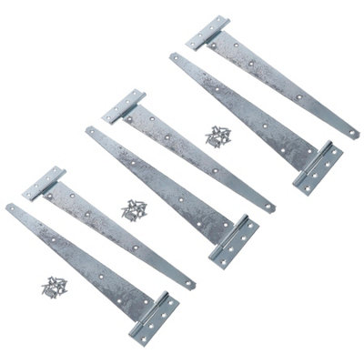 16in / 400mm Heavy Duty T Tee Hinges For Shed + Garden Gates Zinc ...