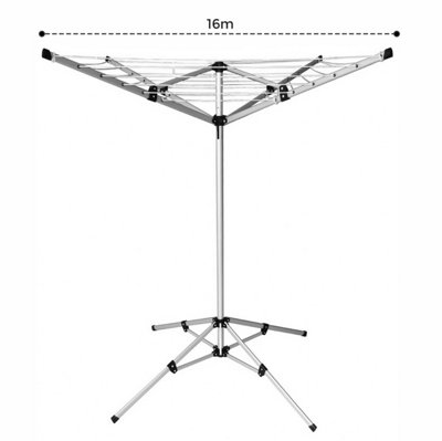 16M Clothes Airer Portable Rotary Washing Line 4 Arm Free Standing ...