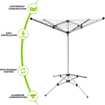 16M Clothes Airer Portable Rotary Washing Line 4 Arm Free Standing ...