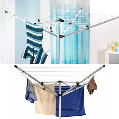16M Clothes Airer Portable Rotary Washing Line 4 Arm Free Standing ...