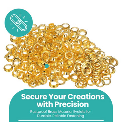 16mm Brass Eyelets with Washers, Rust-Proof Grommets, Gold - 50pcs