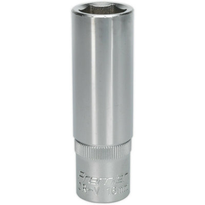 16mm Chrome Vanadium Deep Drive Socket - 1/2 Inch Square Drive Tool