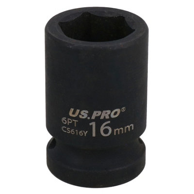 16mm Metric Shallow Impact Impacted European Style Socket 1/2" Drive 6 ...