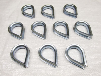 16MM Wire Rope Thimbles x10 - Galvanised Steel Commercial Loop